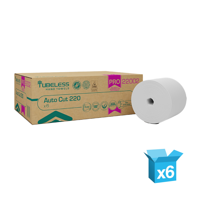 2-ply Tubeless auto cut handtowel roll 221.5m | Tubeless Hand Towels ...