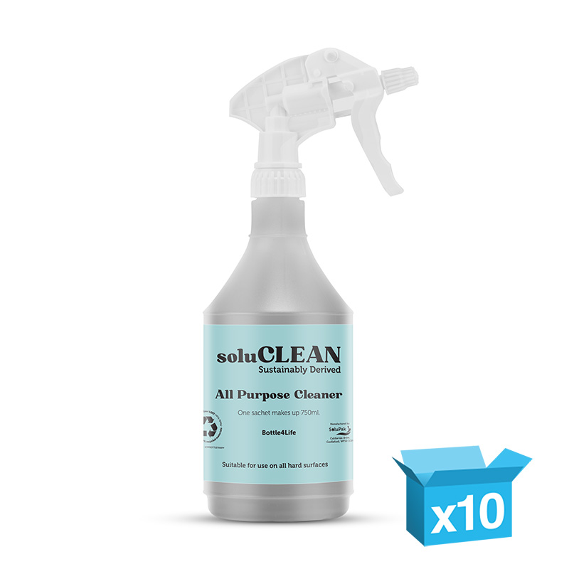 10 x Solupak All purpose Cleaner - 750ml trigger spray bottle only ...