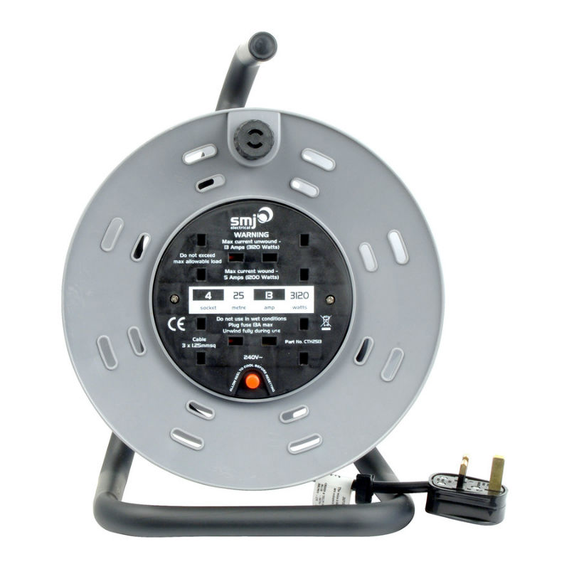 25m Extension lead on spool with 4 sockets | Extension Leads & RCD ...