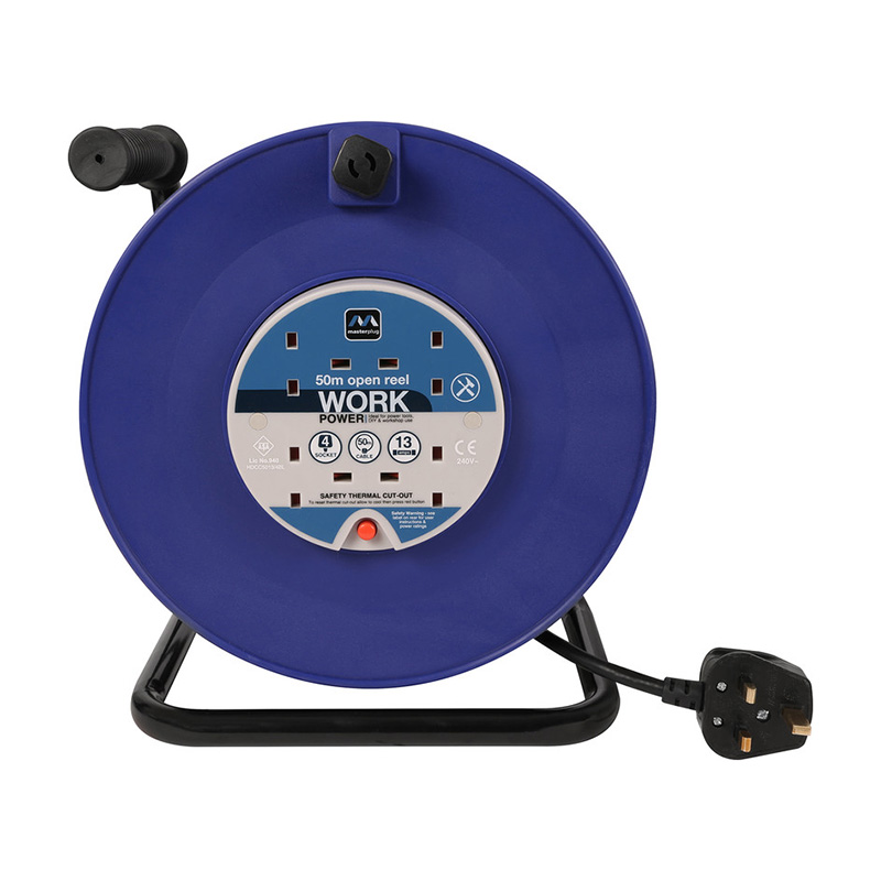 50 metre Extension lead on spool with 4 sockets | Extension Leads & RCD ...