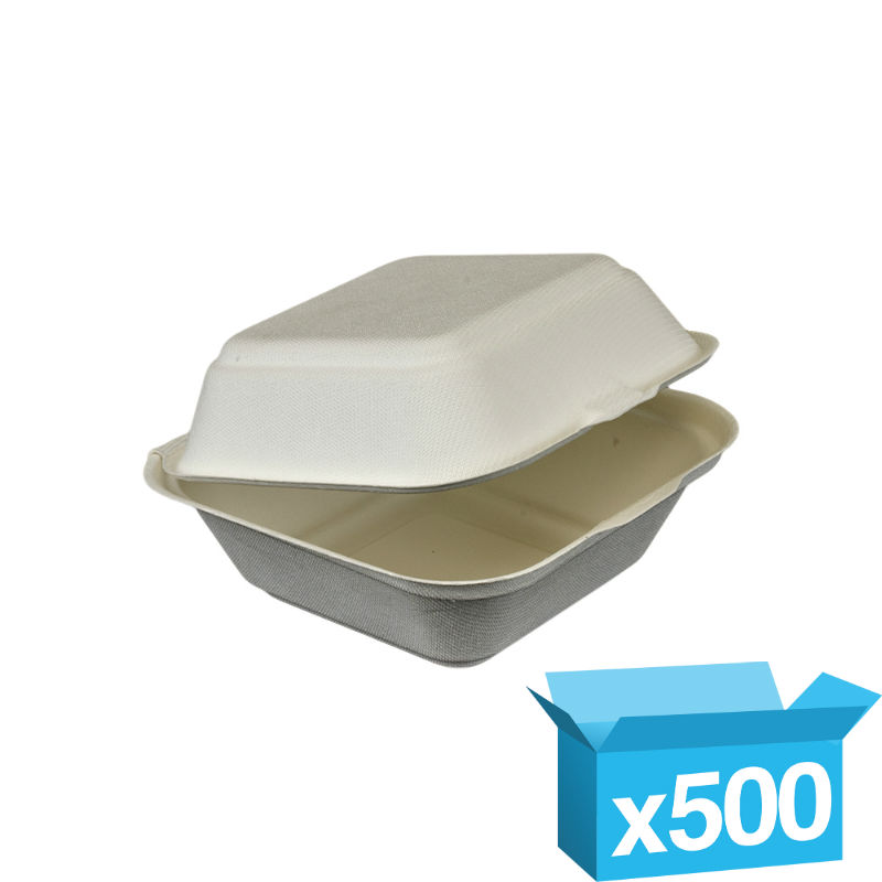 Eco-friendly fibre large burger box biodeg 120x120mm | Polystyrene food ...