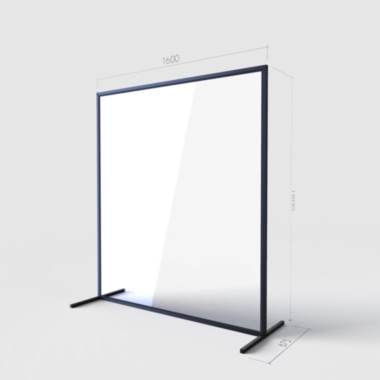 Perspex screen free standing 1.6 x 1.8 metre with metal frame ...
